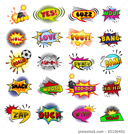 Comic book lettering collection on white... - Stock Illustration ...