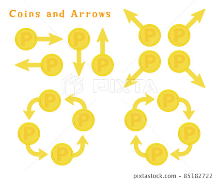 Coin arrow point yellow type set - Stock Illustration [85182722] - PIXTA
