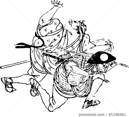 Two people running away from life - Stock Illustration [85190861] - PIXTA