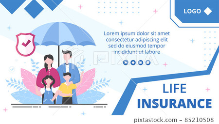 Life Insurance Post Template Flat Design... - Stock Illustration ...