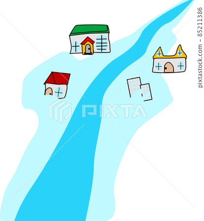 A catastrophe overflowing from the river - Stock Illustration [85211386 ...