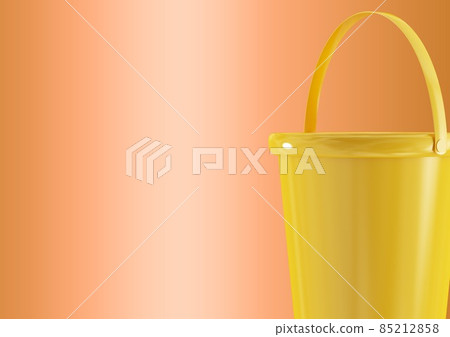 Close up view of yellow bucket against orange... - Stock Illustration ...