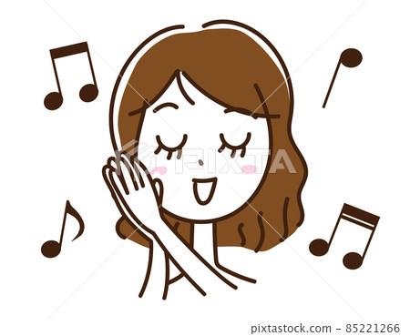 Female music, singing notes, facial... - Stock Illustration [85221266 ...