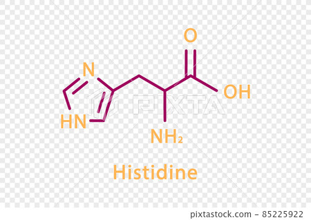 Histidine chemical formula. Histidine... - Stock Illustration [85225922 ...