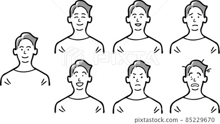 Male facial expression set 1 - Stock Illustration [85229670] - PIXTA