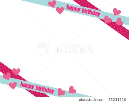 Happy birthday frame ribbon heart - Stock Illustration [85231528] - PIXTA