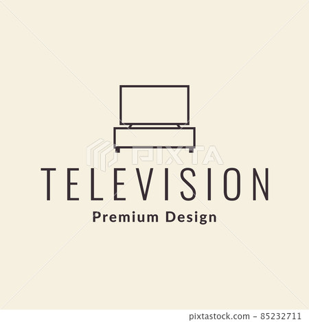 minimalist tv line led logo design vector... - Stock Illustration ...