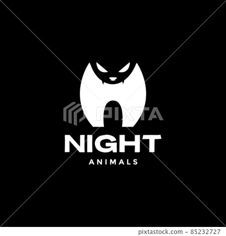 white in dark flat monster simple logo design... - Stock Illustration ...