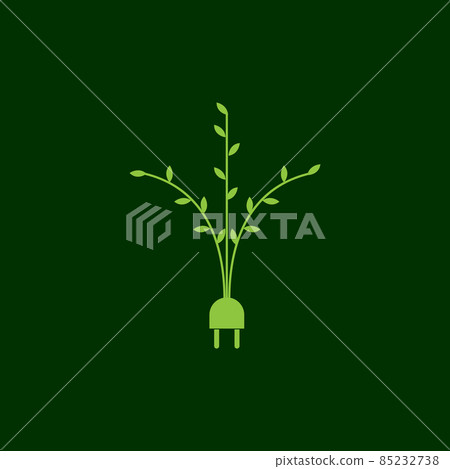 electric plug with plant green logo design... - Stock Illustration ...