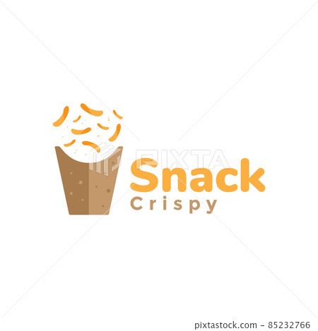 crunchy snack with paper package logo design... - Stock Illustration ...