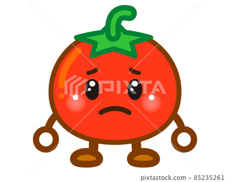 Illustration material of tomato that seems to cry - Stock Illustration ...