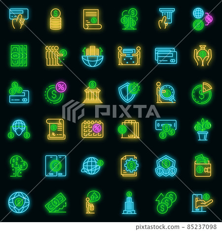 Credit union icons set vector neon - Stock Illustration [85237098] - PIXTA
