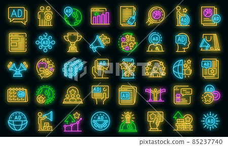 Advertising Manager icons set vector neon - Stock Illustration ...