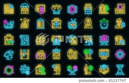 Advertising agent icons set vector neon - Stock Illustration [85237747 ...