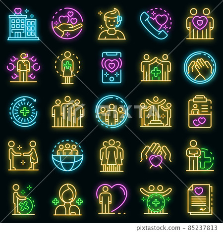 Social service icons set vector neon - Stock Illustration [85237813 ...
