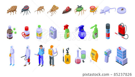 Chemical control icons set isometric vector.... - Stock Illustration ...