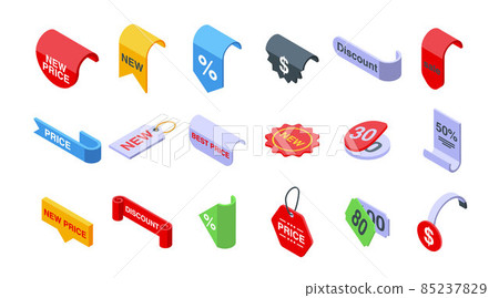 New price icons set isometric vector. Sale... - Stock Illustration ...