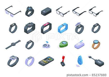 Wearable tracker icons set isometric vector.... - Stock Illustration ...
