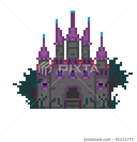 Pixel illustration of a dark and scary castle - Stock Illustration ...