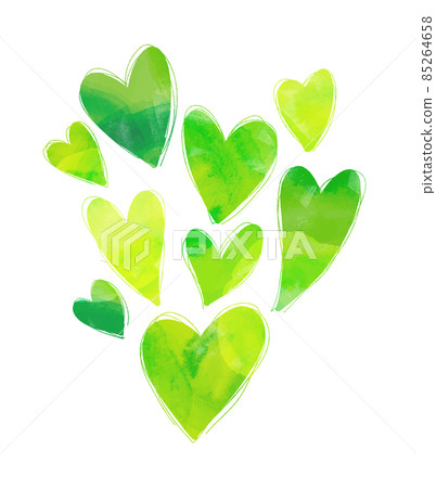 Hand drawn heart green - Stock Illustration [85264658] - PIXTA