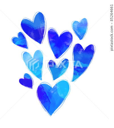 Hand drawn heart blue - Stock Illustration [85264661] - PIXTA