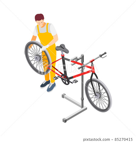 Bicycle repair male female mechanics service... - Stock Illustration ...