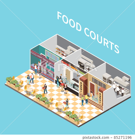Food Court Isometric View - Stock Illustration [85271196] - PIXTA