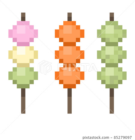 Pixel illustration of three types of dumplings - Stock Illustration ...