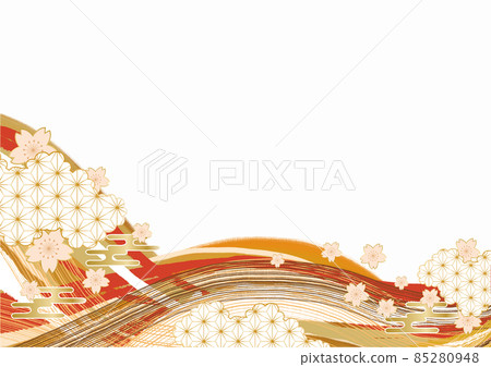 Japanese style line drawing design with... - Stock Illustration ...