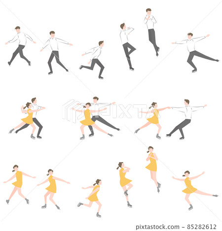 Collection of male and female poses for skating - Stock Illustration ...