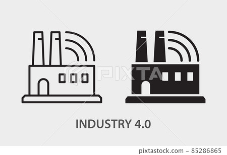 Industry 4.0 vector icon. Black illustration... - Stock Illustration ...