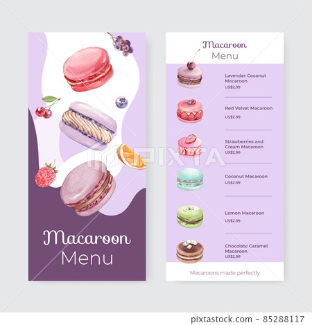 Flyer template with macaron sweet... - Stock Illustration [85288117 ...