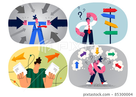 Set of business people think of problem solution - Stock Illustration ...