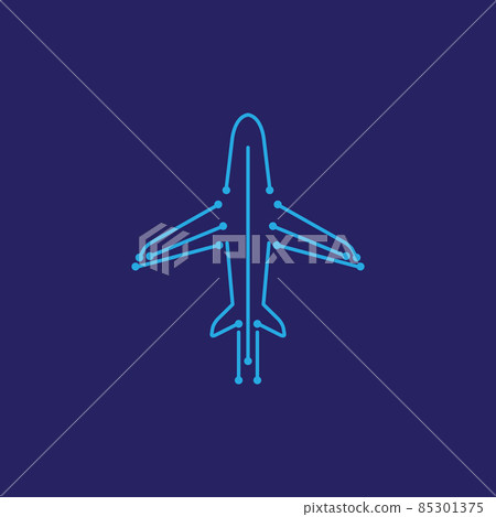 airplane tech with line connect logo design... - Stock Illustration ...