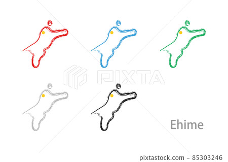 Design Map_Ehime Prefecture-Brush - Stock Illustration [85303246] - PIXTA