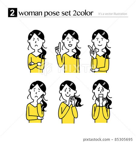 Female upper body pose set - Stock Illustration [85305695] - PIXTA