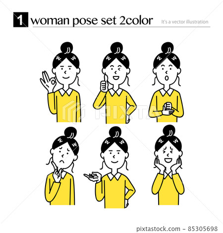 Female upper body pose set - Stock Illustration [85305698] - PIXTA