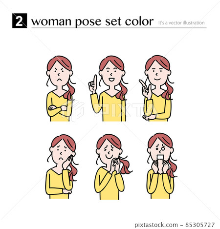 Female upper body pose set - Stock Illustration [85305727] - PIXTA