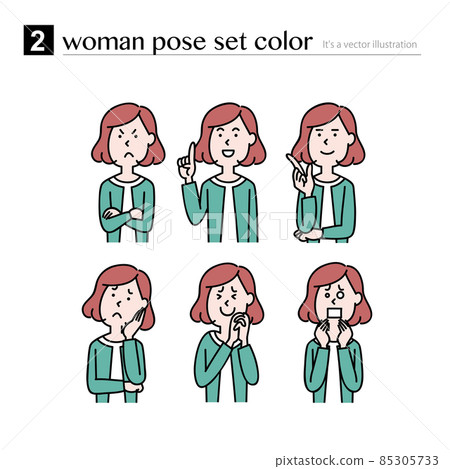 Female upper body pose set - Stock Illustration [85305733] - PIXTA