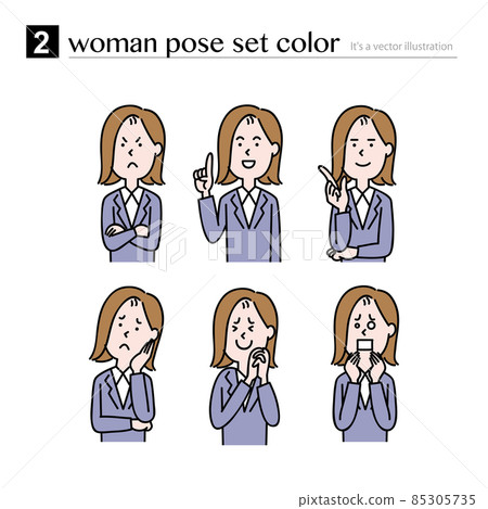 Female upper body pose set - Stock Illustration [85305735] - PIXTA