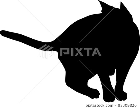 Cat silhouette turning around - Stock Illustration [85309826] - PIXTA