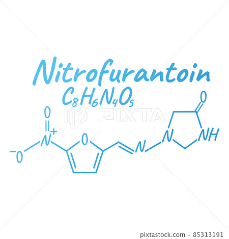 Nitrofurantoin antibiotic chemical formula and... - Stock Illustration ...