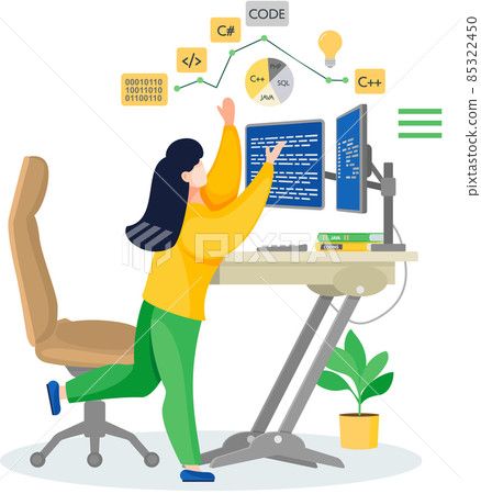 Programmer engineering and coding. Programmer... - Stock Illustration ...