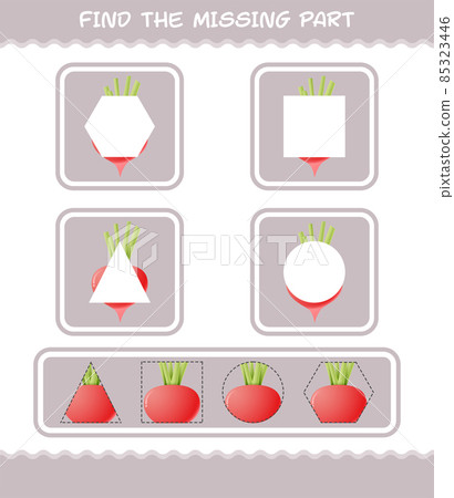 Match cartoon radish parts. Matching game.... - Stock Illustration ...