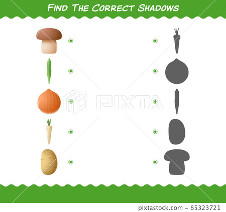 Find the correct shadows of cartoon vegetables.... - Stock Illustration ...