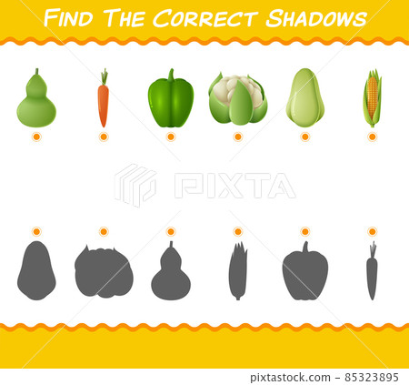 Find the correct shadows of cartoon vegetables....-插圖素材 [85323895 ...