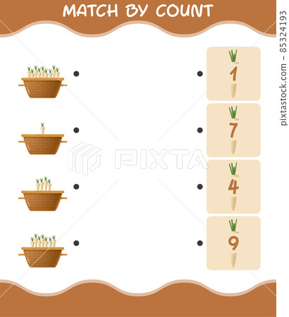 Match by count of cartoon parsnip. Match and... - Stock Illustration ...