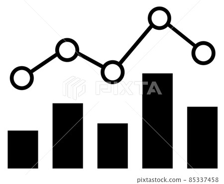 Graph increase bar graph line graph monochrome... - Stock Illustration ...