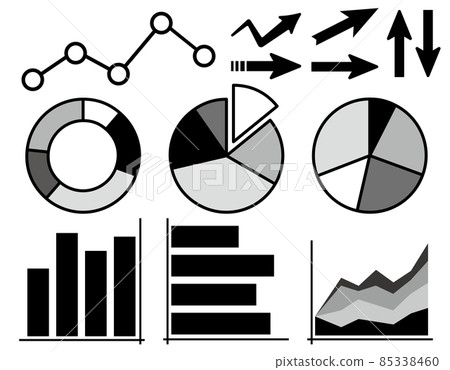 Monochrome line graph, bar graph, pie graph,... - Stock Illustration ...