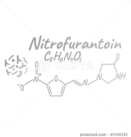 Nitrofurantoin antibiotic chemical formula and... - Stock Illustration ...